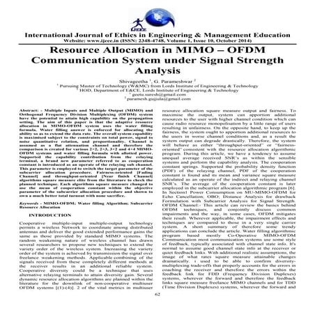 Resource Allocation In Mimo Ofdm Communication System Under Signal