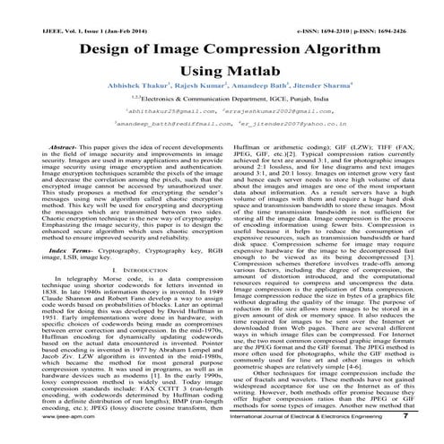 Design Of Image Compression Algorithm Using Matlab Pdf