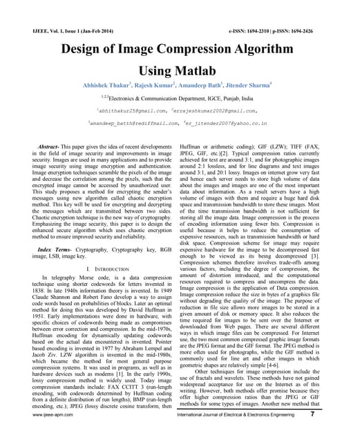 Design Of Image Compression Algorithm Using Matlab Pdf