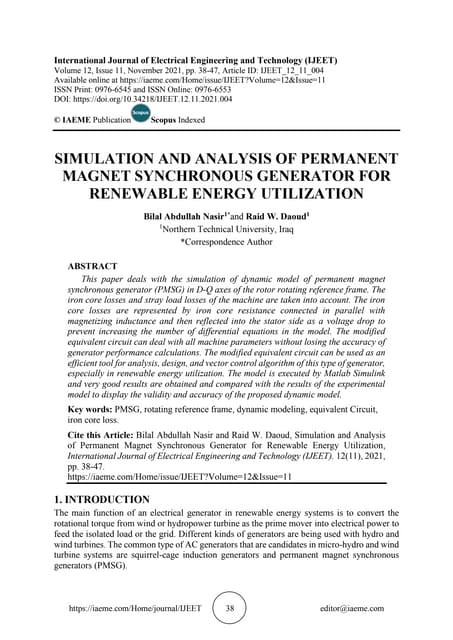 Study of Permanent Magnent Synchronous Macnine | PPT
