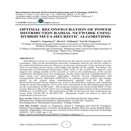 Optimal Reconfiguration Of Power Distribution Radial Network Using Hybrid Meta Heuristic