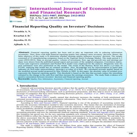 Financial Reporting Quality on Investors? Decisions | PDF