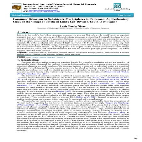 Consumer Behaviour in Subsistence Marketplaces in Cameroon, An ...