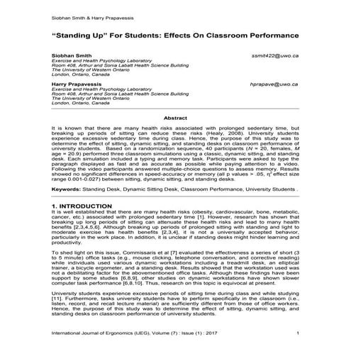 Standing Up" For Students: Effects On Classroom Performance | PDF
