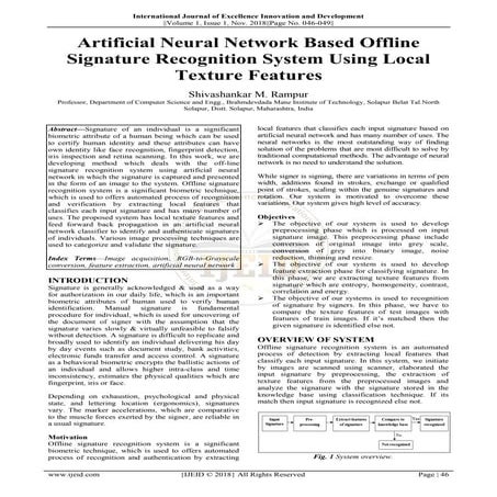 Artificial Neural Network Based Offline Signature Recognition System Using Local Texture