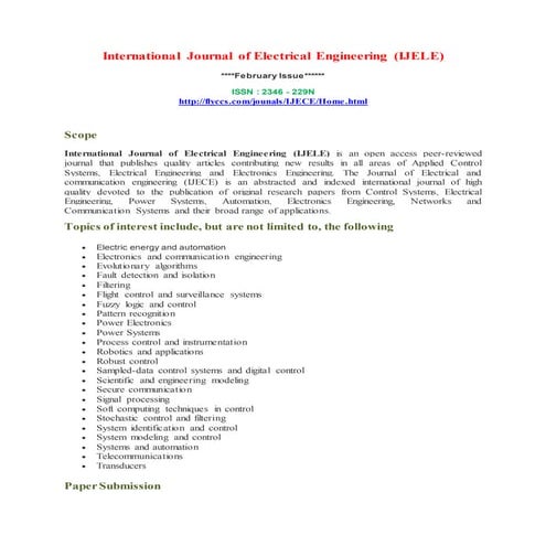 International Journal of Electrical Engineering (IJELE) | PDF