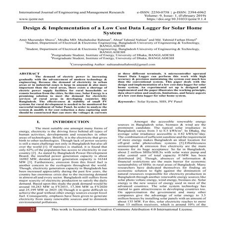 Design & Implementation of a Low Cost Data Logger for Solar Home System | PDF | Power and Energy ...