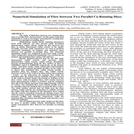 Numerical Simulation of Flow between Two Parallel Co-Rotating Discs | PDF