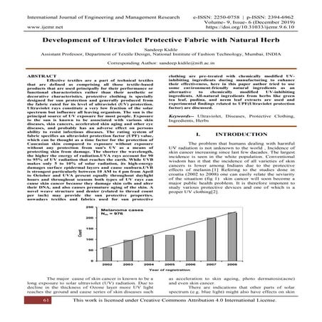 Development of Ultraviolet Protective Fabric with Natural Herb | PDF