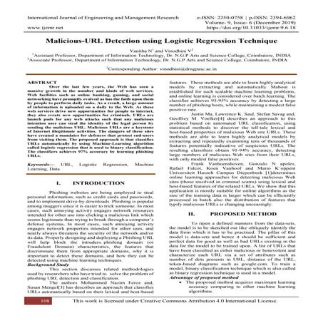 Malicious Url Detection Using Logistic Regression Technique Pdf
