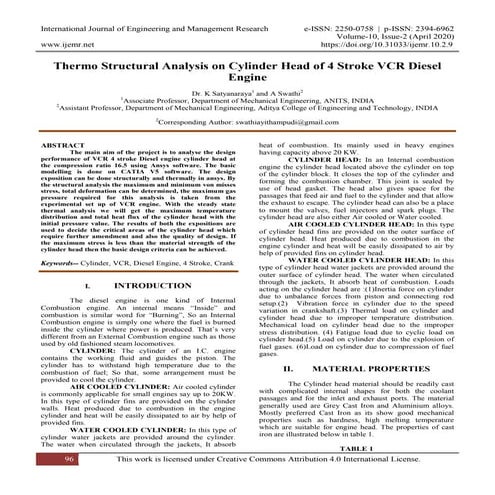 Thermo Structural Analysis on Cylinder Head of 4 Stroke VCR Diesel ...