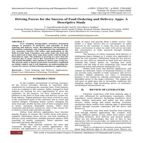 Driving Forces for the Success of Food Ordering and Delivery Apps: A ...