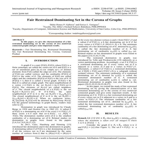Fair Restrained Dominating Set in the Corona of Graphs | PDF