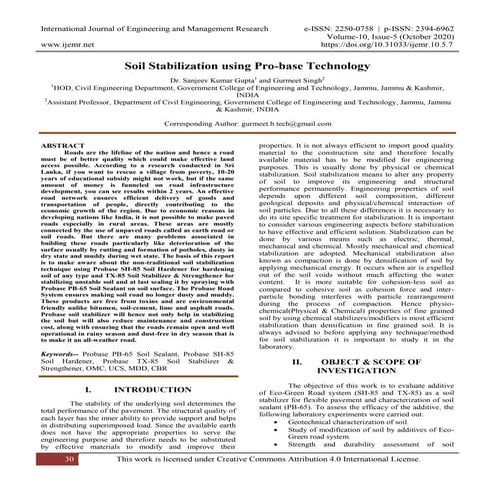 Soil Stabilization using Pro-base Technology | PDF