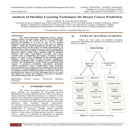 Analysis of Machine Learning Techniques for Breast Cancer Prediction | PDF