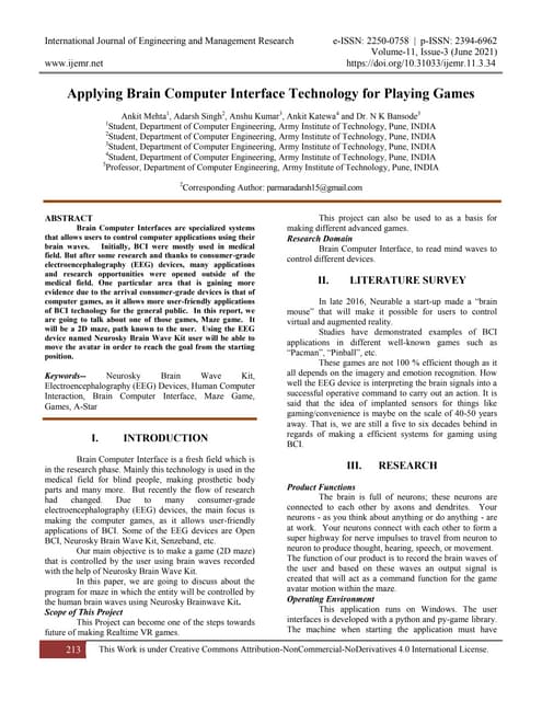 A study on recent trends in the field of Brain Computer Interface (BCI) | PDF | Brain and ...