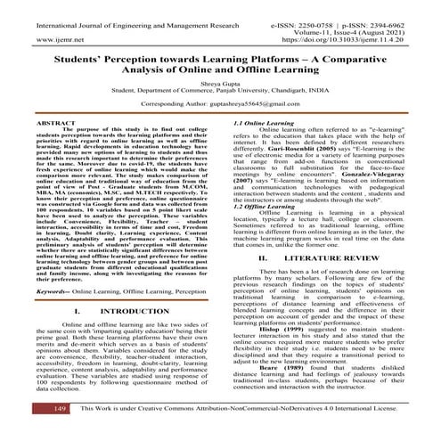 Students’ Perception towards Learning Platforms – A Comparative ...