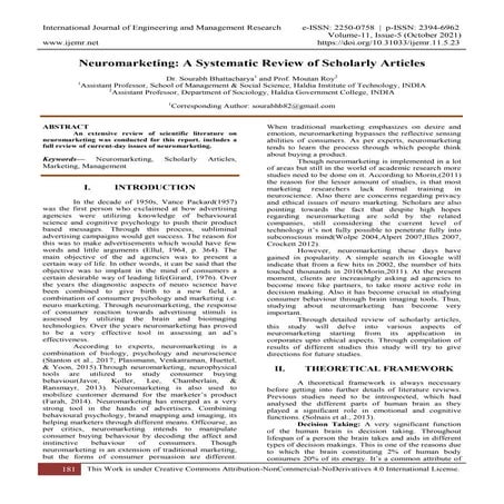 Neuromarketing: A Systematic Review of Scholarly Articles | PDF