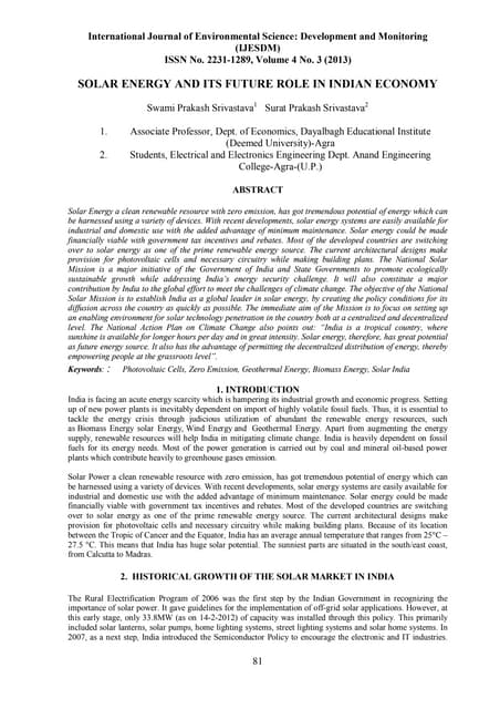 A CASE STUDY ON PLANNING OF REWA ULTRA MEGA SOLAR POWER PROJECT | PDF