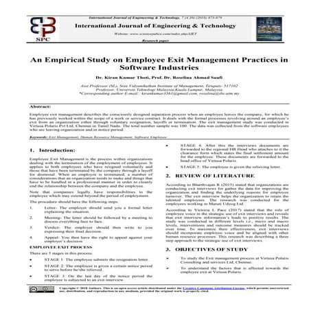 An Empirical Study on Employee Exit Management Practices in Software ...