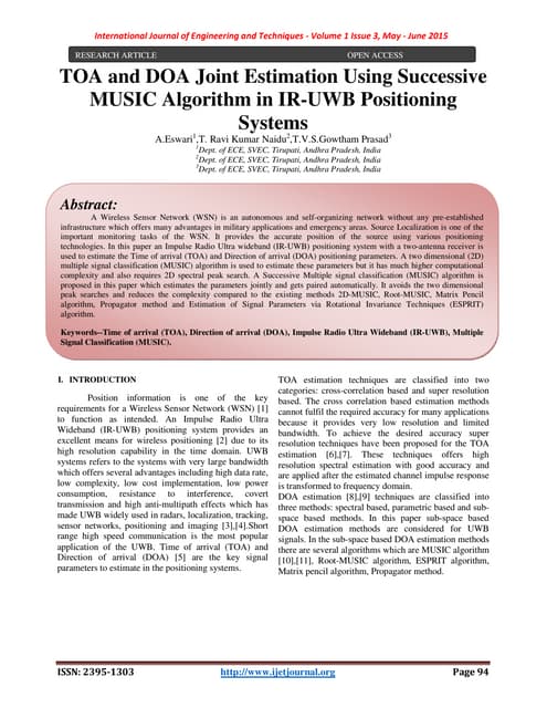 performance analysis of MUSIC and ESPRIT DOA estimation used in adaptive array smart antenna ...
