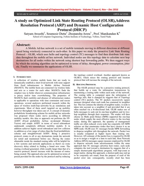 OLSR | Optimized Link State Routing Protocol | PPTX