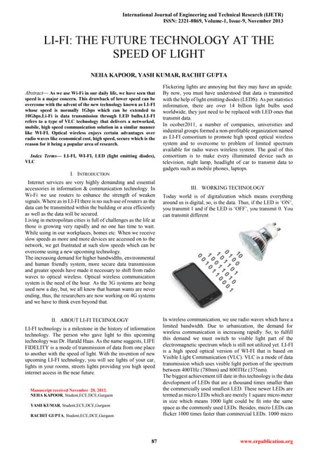 Destruction of Wifi using LIFI Technology | DOCX | Computer Networking | Computing