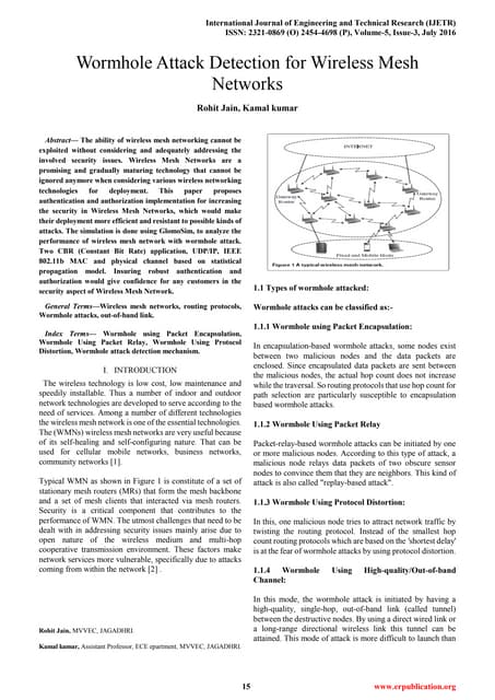 Detecting Wormhole Attack in Mobile Ad-hoc Networks: A Survey | PDF | Computer Networking ...