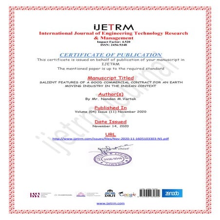 Ijetrm certificate | PDF
