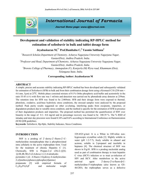 Stability indicating analytical method development and validation for estimation of Ceftazidime ...
