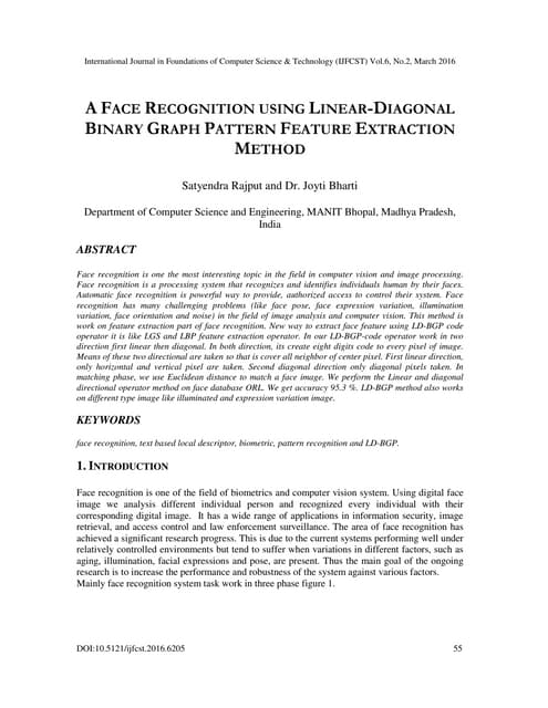 A Face Recognition Using Linear Diagonal Binary Graph Pattern Feature 8987