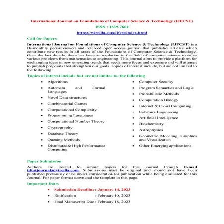 International Journal on Foundations of Computer Science & Technology ...