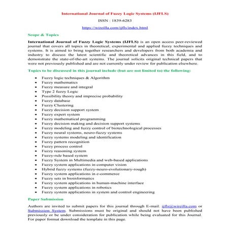 International Journal of Fuzzy Logic Systems (IJFLS) | PDF