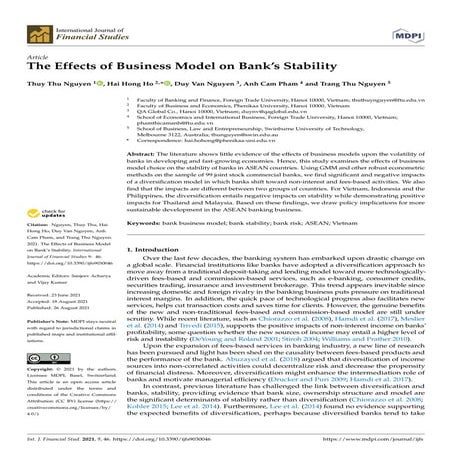 The Effects of Business Model on Bank’s Stability | PDF