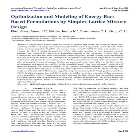 Optimization And Modeling Of Energy Bars Based Formulations By Simplex Lattice Mixture Design Pdf