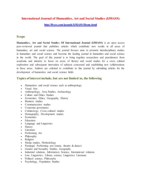 International Journal of Humanities, Art and Social Studies (IJHASS) | PDF