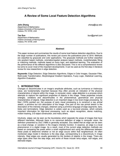 A Review Of Some Local Feature Detection Algorithms Pdf