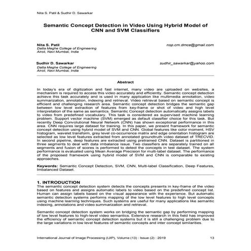 Semantic Concept Detection In Video Using Hybrid Model Of Cnn And Svm Classifiers Pdf 