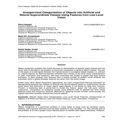 Unsupervised Categorization Of Objects Into Artificial And Natural 0893