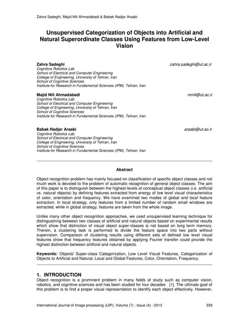 Unsupervised Categorization Of Objects Into Artificial And Natural 0893