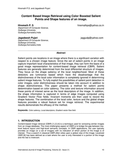 Content Based Image Retrieval Using Color Boosted Salient Points And Shape Features Of An Image