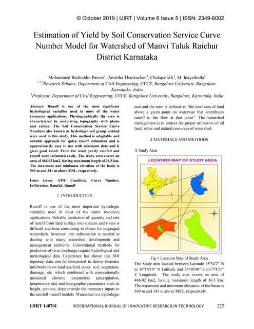 Irjet Estimation Of Surface Runoff Using Curve Number Method A