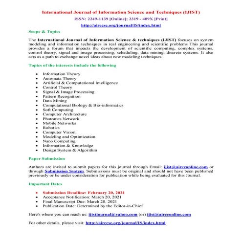 International Journal on Information Theory (IJIT) | PDF