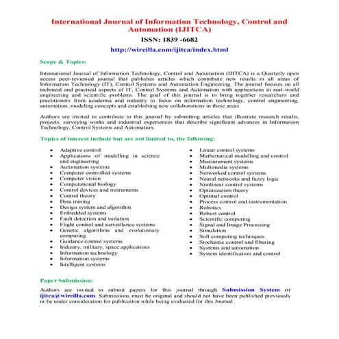 Call for papers - International Journal of Information Technology ...