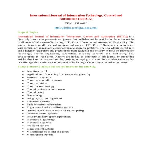 The International Journal of Information Technology, Control and ...