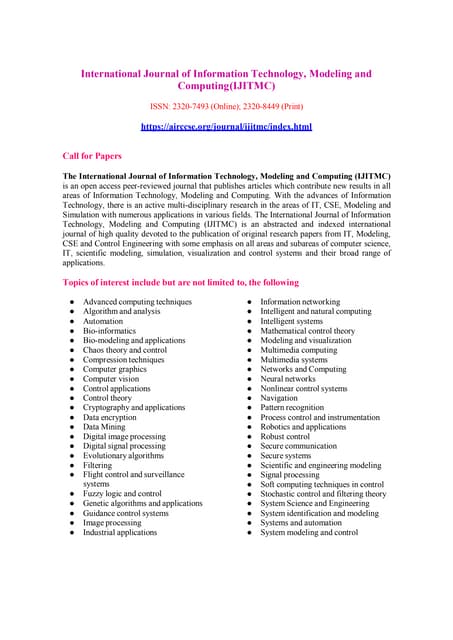 International Journal of Information Technology, Modeling and Computing (IJITMC) | PDF