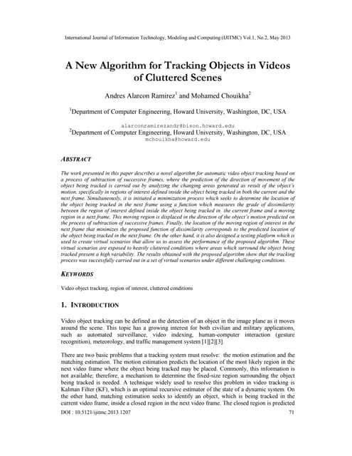 A New Algorithm For Tracking Objects In Videos Of Cluttered Scenes Pdf
