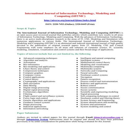 The International Journal of Information Technology, Modeling and ...