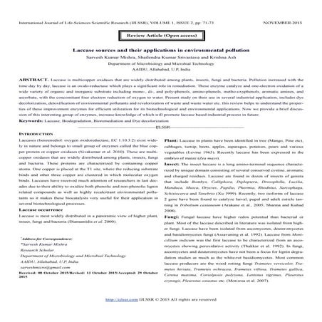 Laccase sources and their applications in environmental pollution | PDF