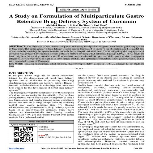 A Study on Formulation of Multiparticulate Gastro Retentive Drug ...